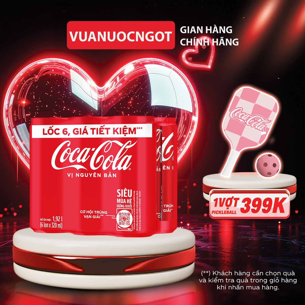 Lốc 6 Lon Coca-Cola vị Nguyên Bản Original Lon 320ml - Vua Nước Ngọt