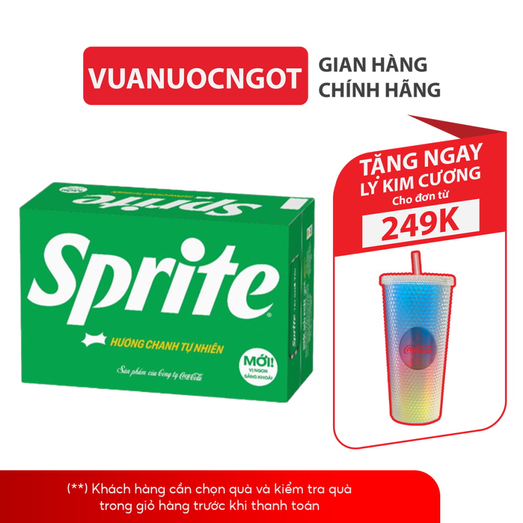 Thùng 24 Lon Nước Ngọt Có Gas Sprite Vị Chanh 320ml/Lon - Vua Nước Ngọt